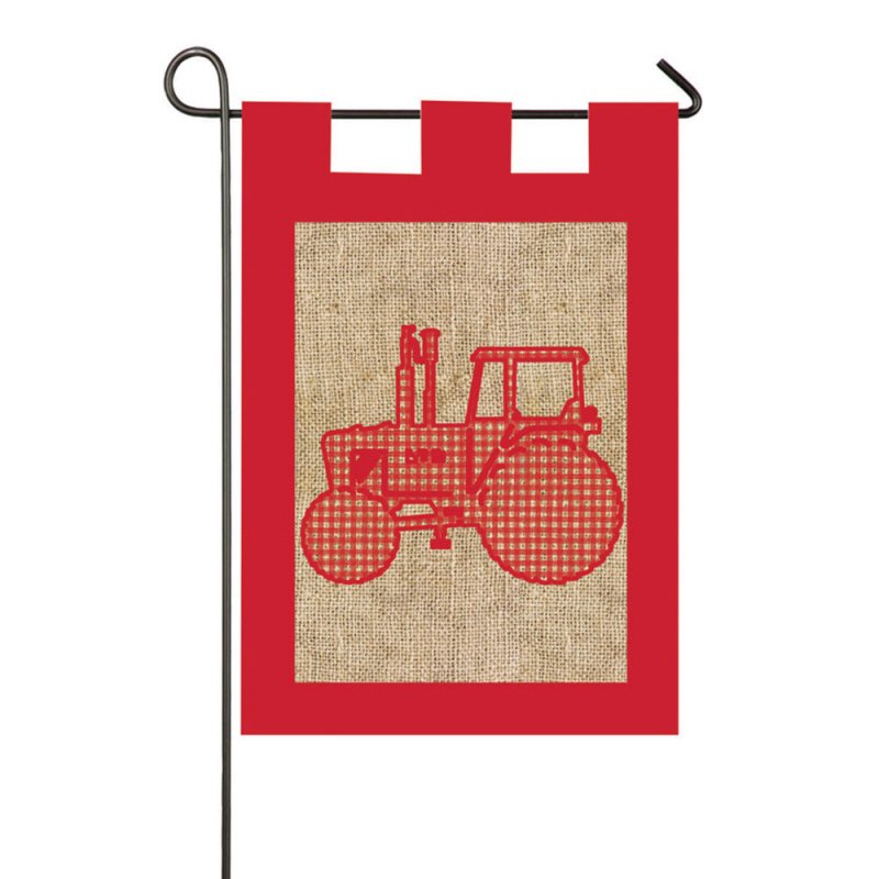 Burlap Tractor Decorative Outdoor Garden Flag